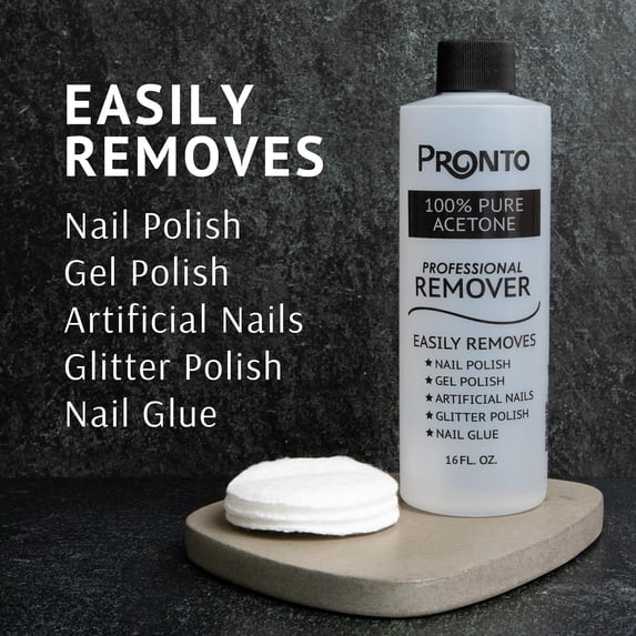 100% Pure Acetone Gel Polish Remover - Removes Gel, Dip, Acrylic Nails ...