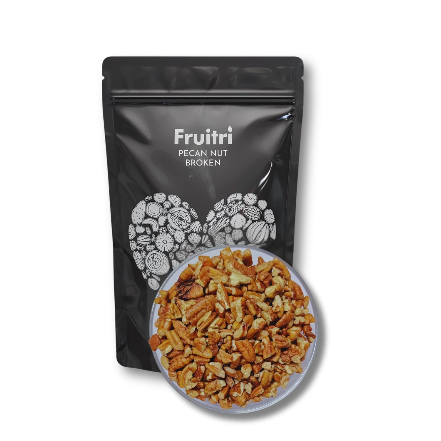 100% Pure Broken Pecan Nut By Fruitri 500gm, | High In Dietary Fiber ...