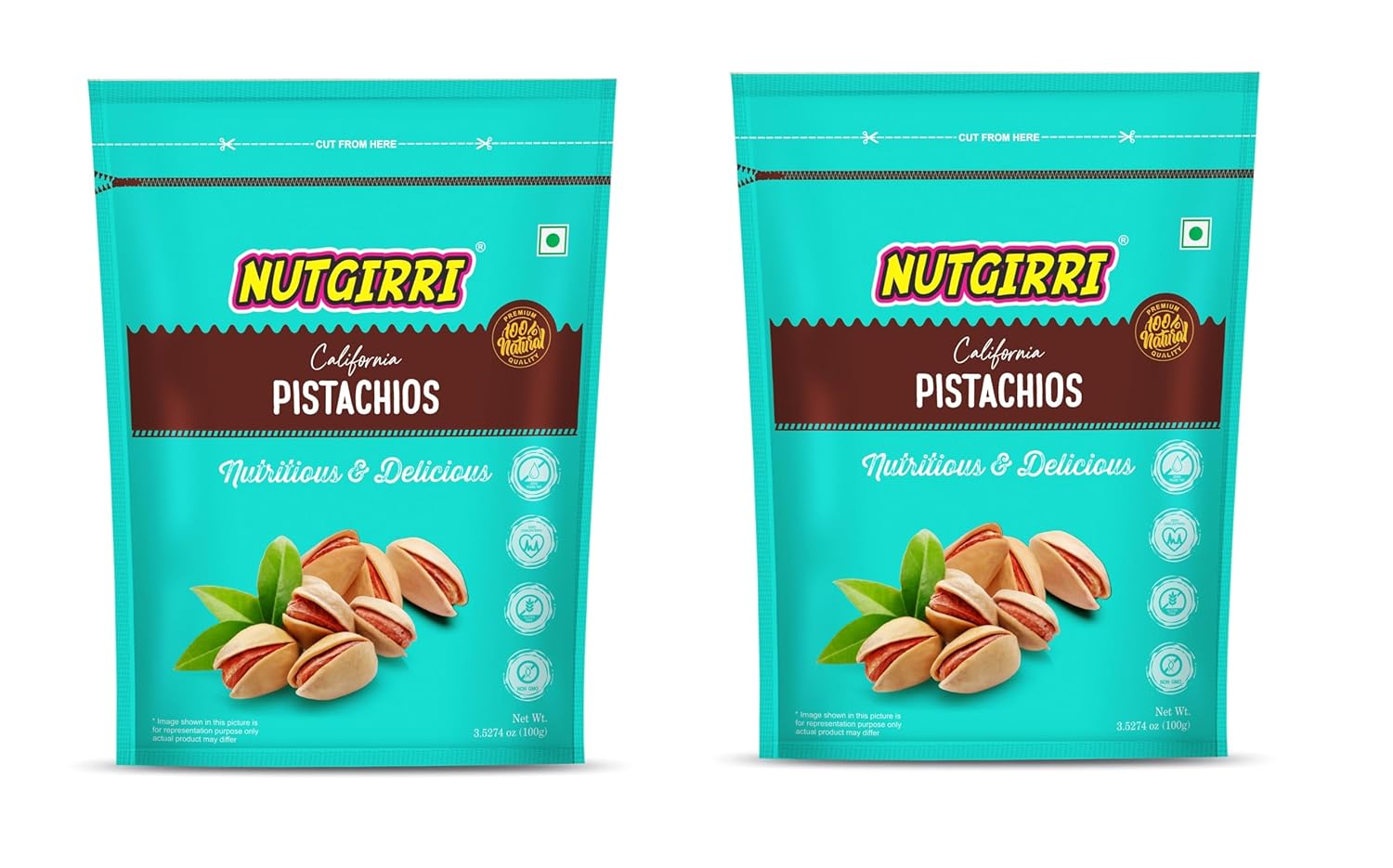 100% Pure California Pistachios By Nutgirri 200gm, (100gm * Pack Of 2) | Rich In Protein ...