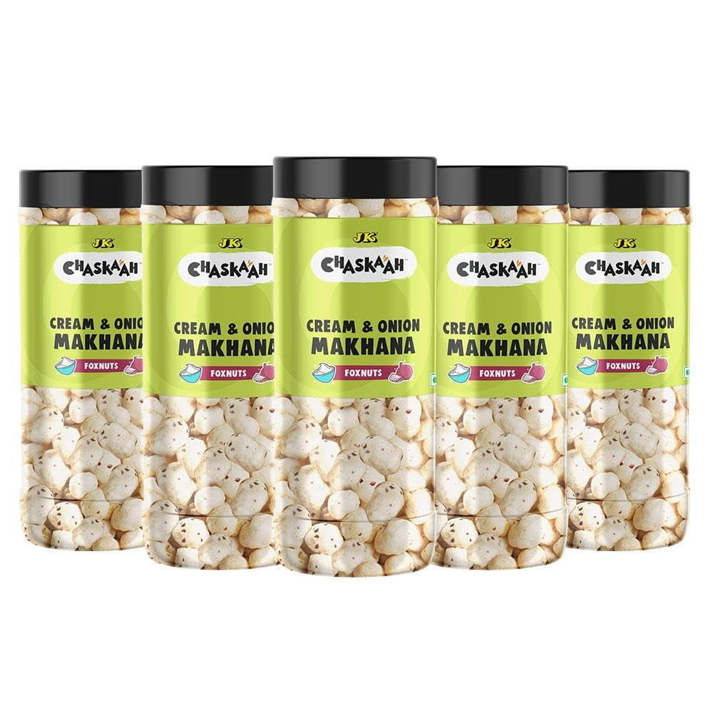 100% Pure Chaskaah Cream & Onion Flavored Makhana (Foxnuts) By Jk 350gm, (70gm * 3) | Healthy ...
