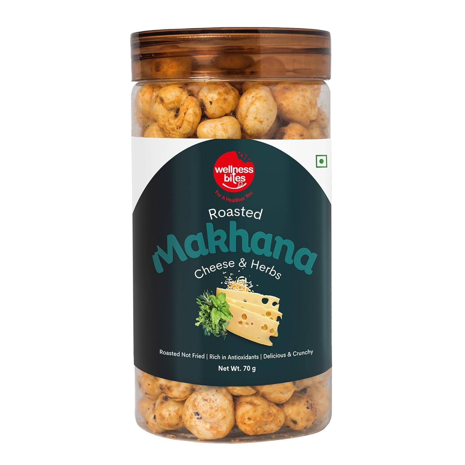 100% Pure Cheese & Herbs Flavoured Roasted Makhana By Wellness Bites ...