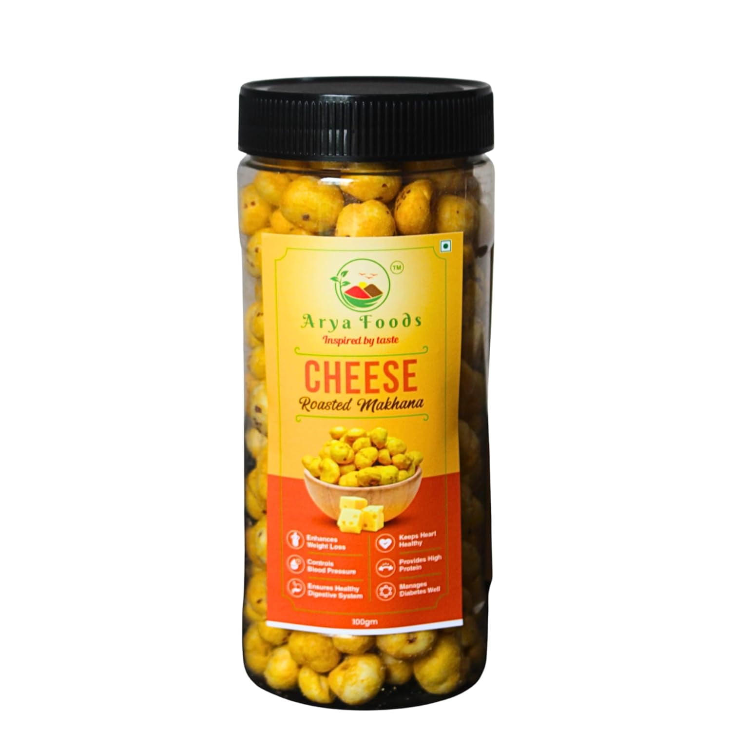 100% Pure Cheese Roasted Makhana By Arya Foods 200gm, (100gm * 2 ...