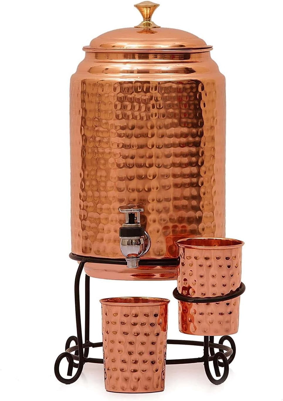 100 % Pure Copper Hammered Water Dispenser (Matka /Pot) Container Pot ...
