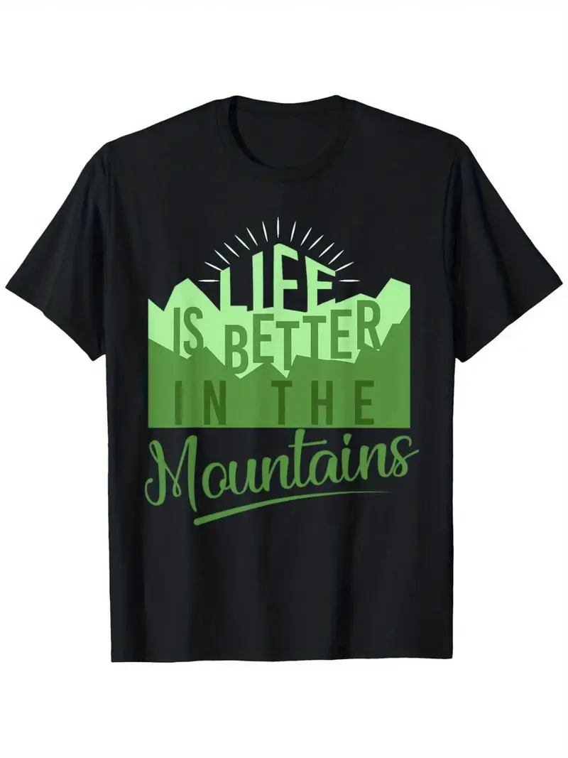 100 Pure Cotton Better Mountain Life Pattern Printed drippy T shirt ...