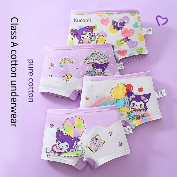 100% Pure Cotton Cartoon Kulomi 4pcs Pack Little Girls' Underwear Boxer ...