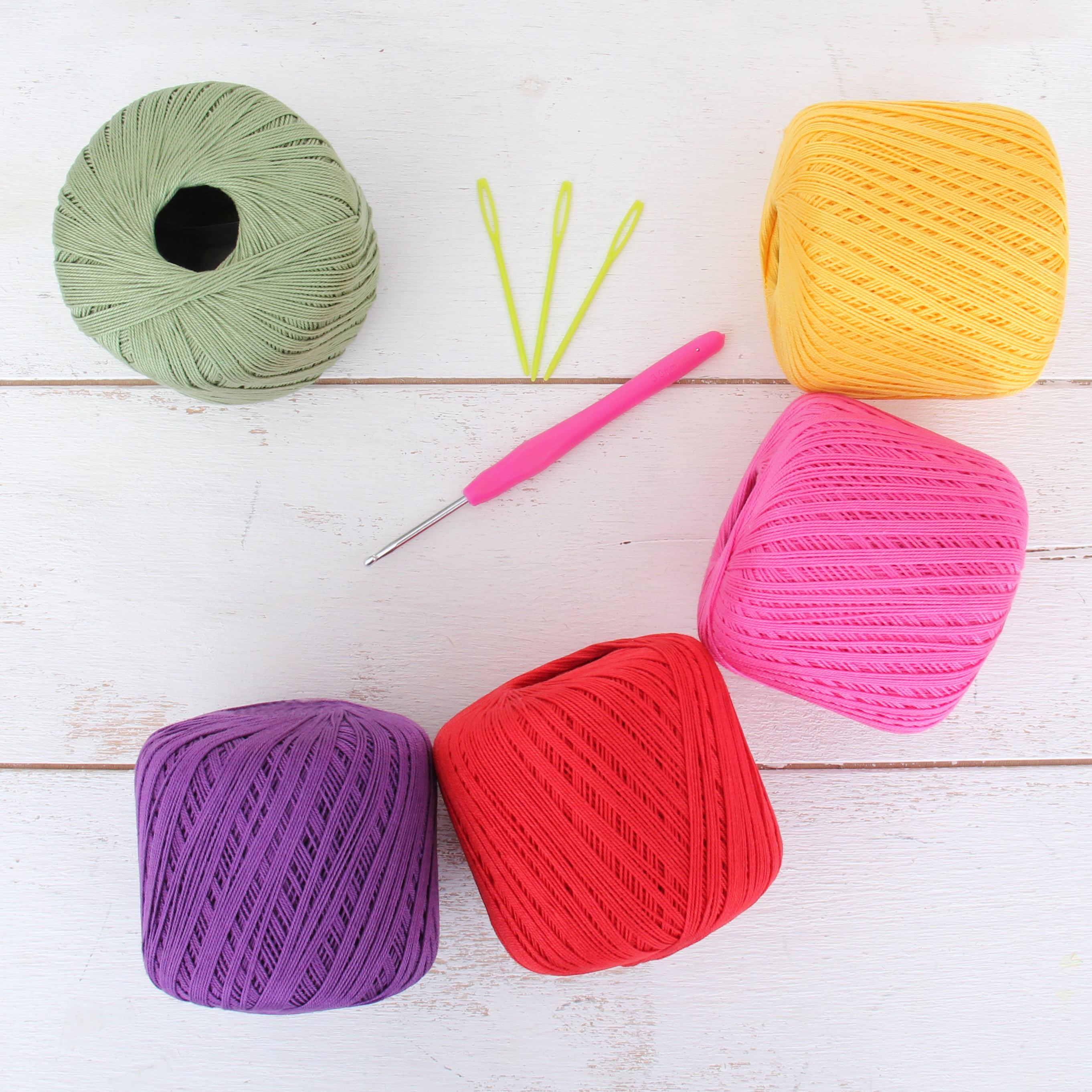 100% Pure Cotton Crochet Thread Set by Threadart - Size 10 - Bright ...