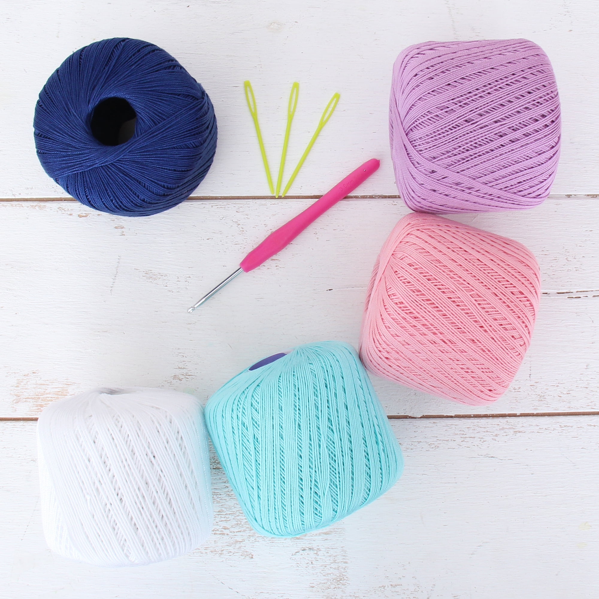 Threadart Cotton Crochet Thread Set - Size 10 - Cupcake Colors - 5x50g ...