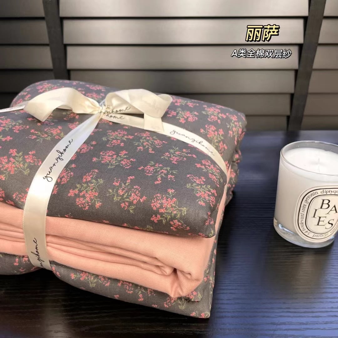 100% Pure Cotton Mother and Child Double-Layer Yarn Spring Bedding Set ...