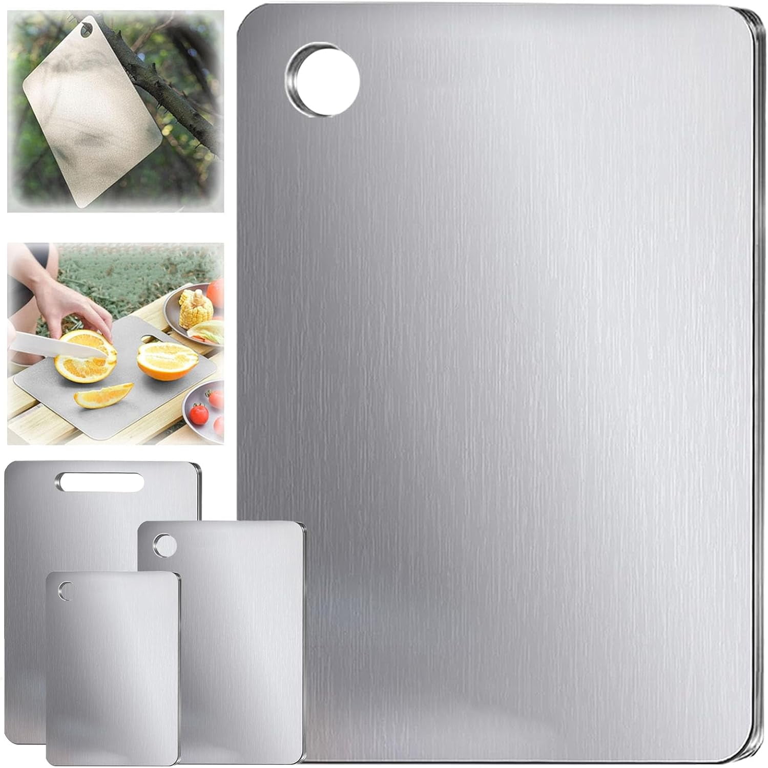 100% Pure Cut Titanium Cutting Board Set of 3, Double-Sided Food-Grade ...