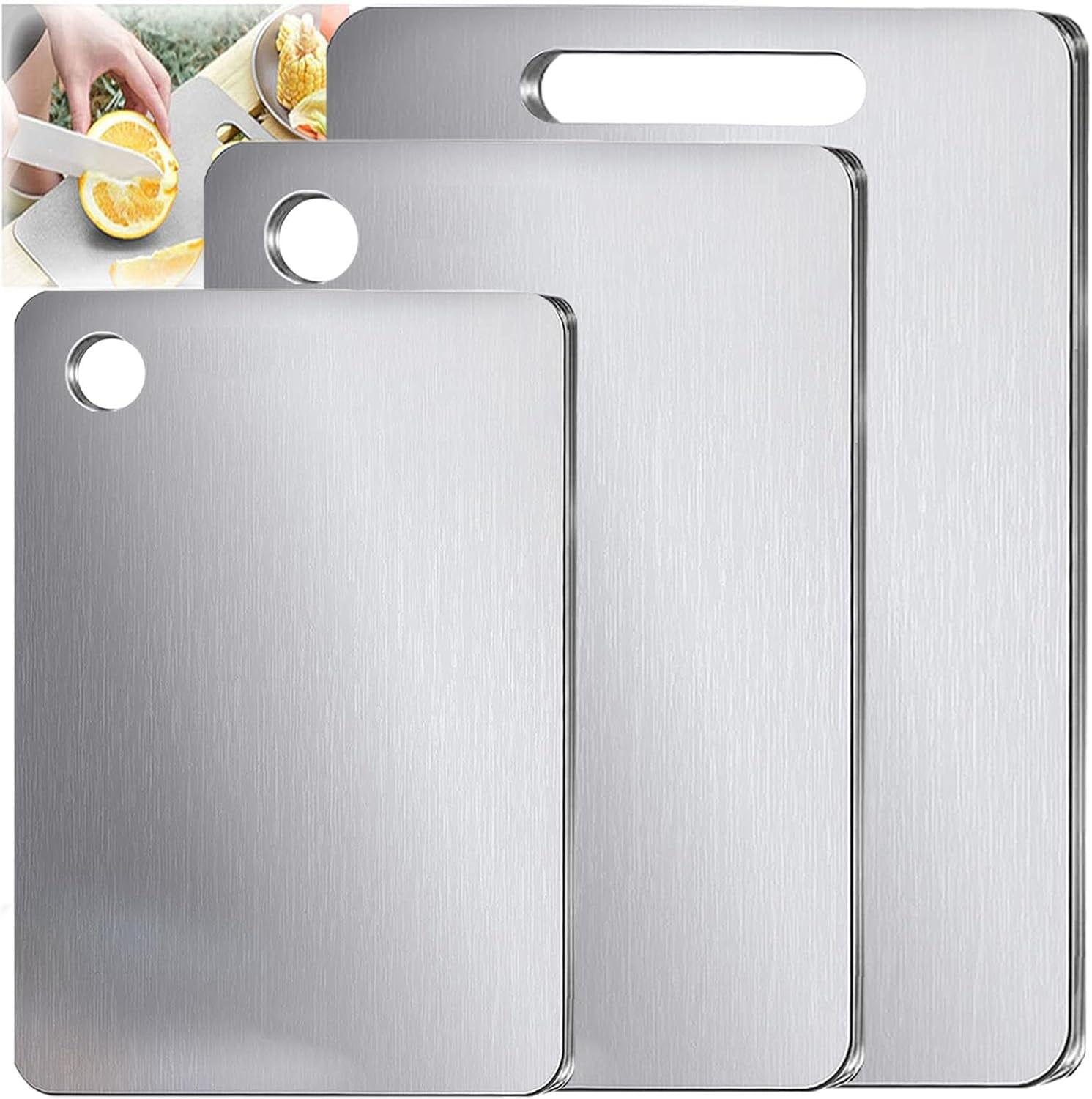 100% Pure Cut Titanium Cutting Board Set of 3, Double-Sided Food-Grade ...