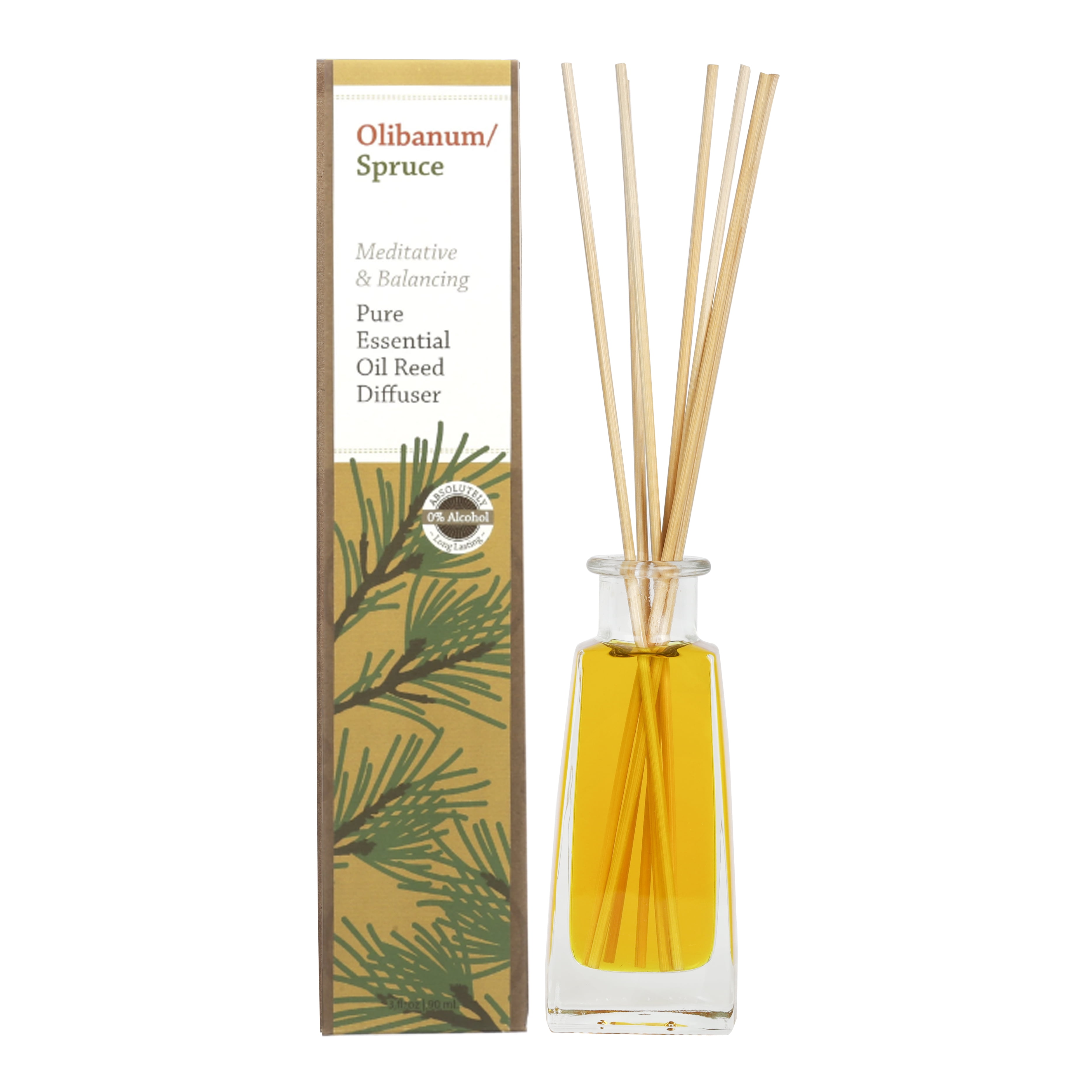100% Pure Essential Oil 3 OZ REED DIFFUSER, OLIBANUM SPRUCE - Walmart.com