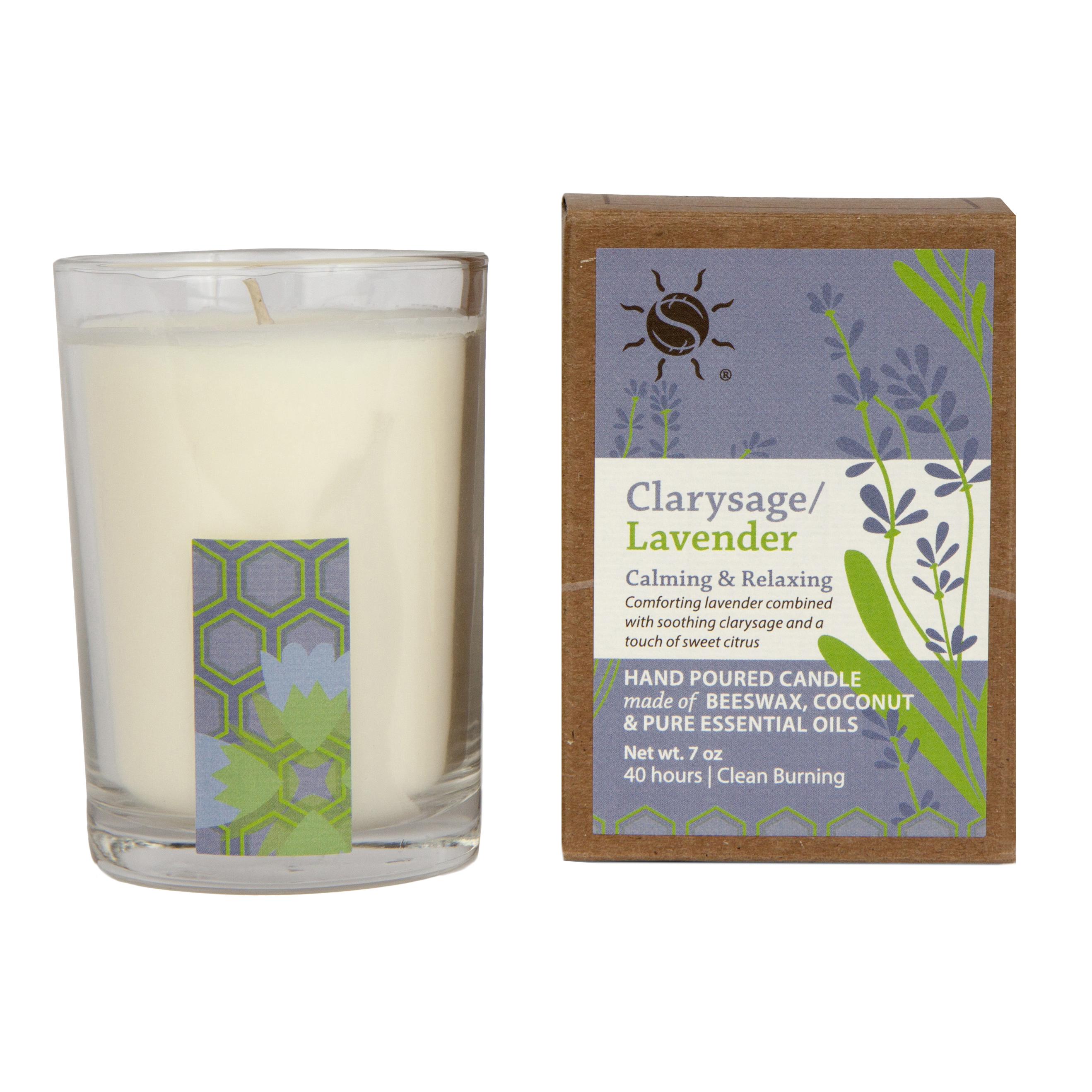 100% Pure Essential Oil Aroma Filled Candle in Glass, Clary Sage ...
