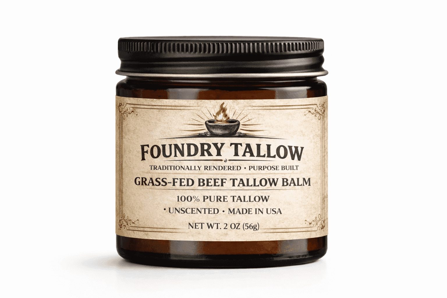 FOUNDRY TALLOW 100% Pure Grass-Fed Beef Tallow Balm Moisturizer ...