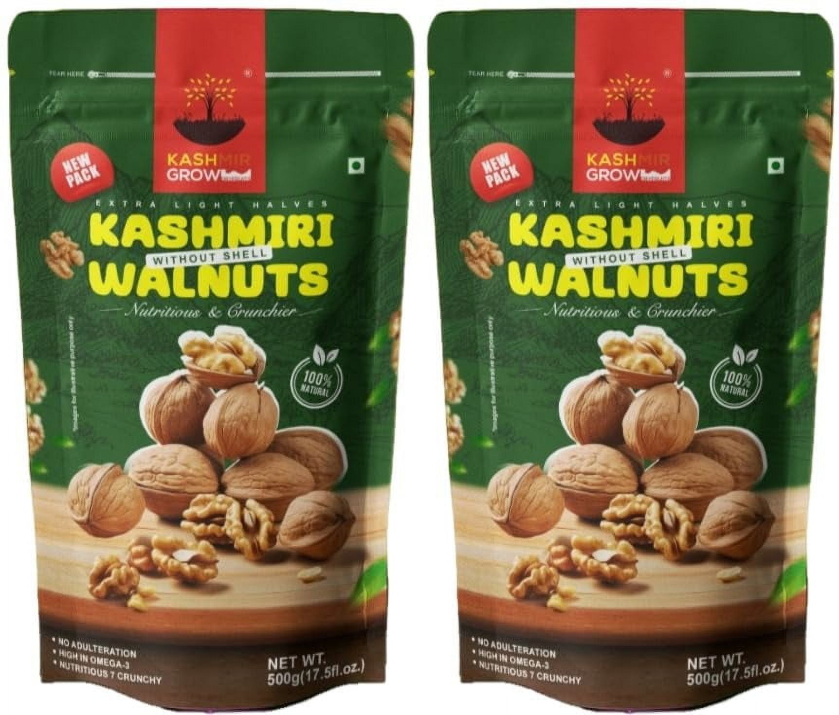 100% Pure Kashmiri Walnuts Kernels By Kash Grow 1kg, (500gm * Pack Of 2 ...