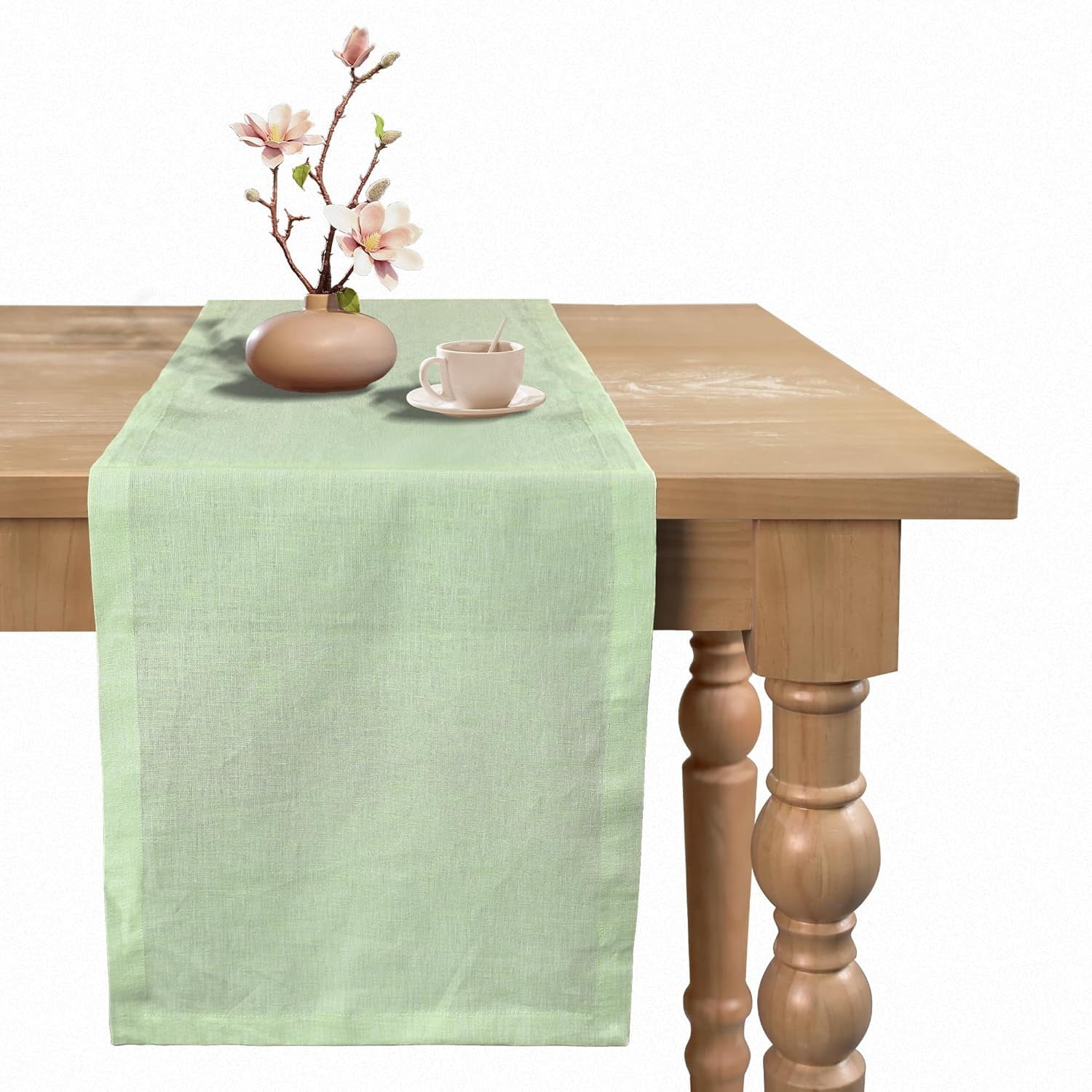 100% Pure Linen Extra Long Table Runner - 14 X 108 Inch Farmhouse ...