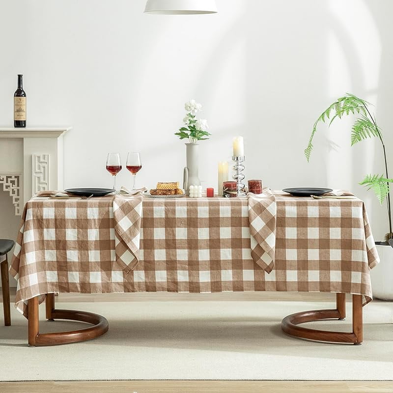 100% Pure Linen Rectangle Tablecloths 60x84Inches for Dining,Buffet ...