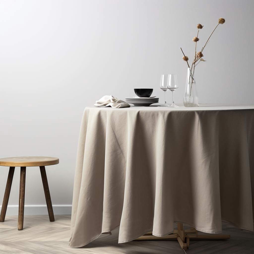 100% Pure Linen Round Tablecloths 70Inch Round Machine Washable ...