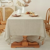 100% Pure Linen Tablecloth, 55x55 Inch Square Table Cover - Natural ...