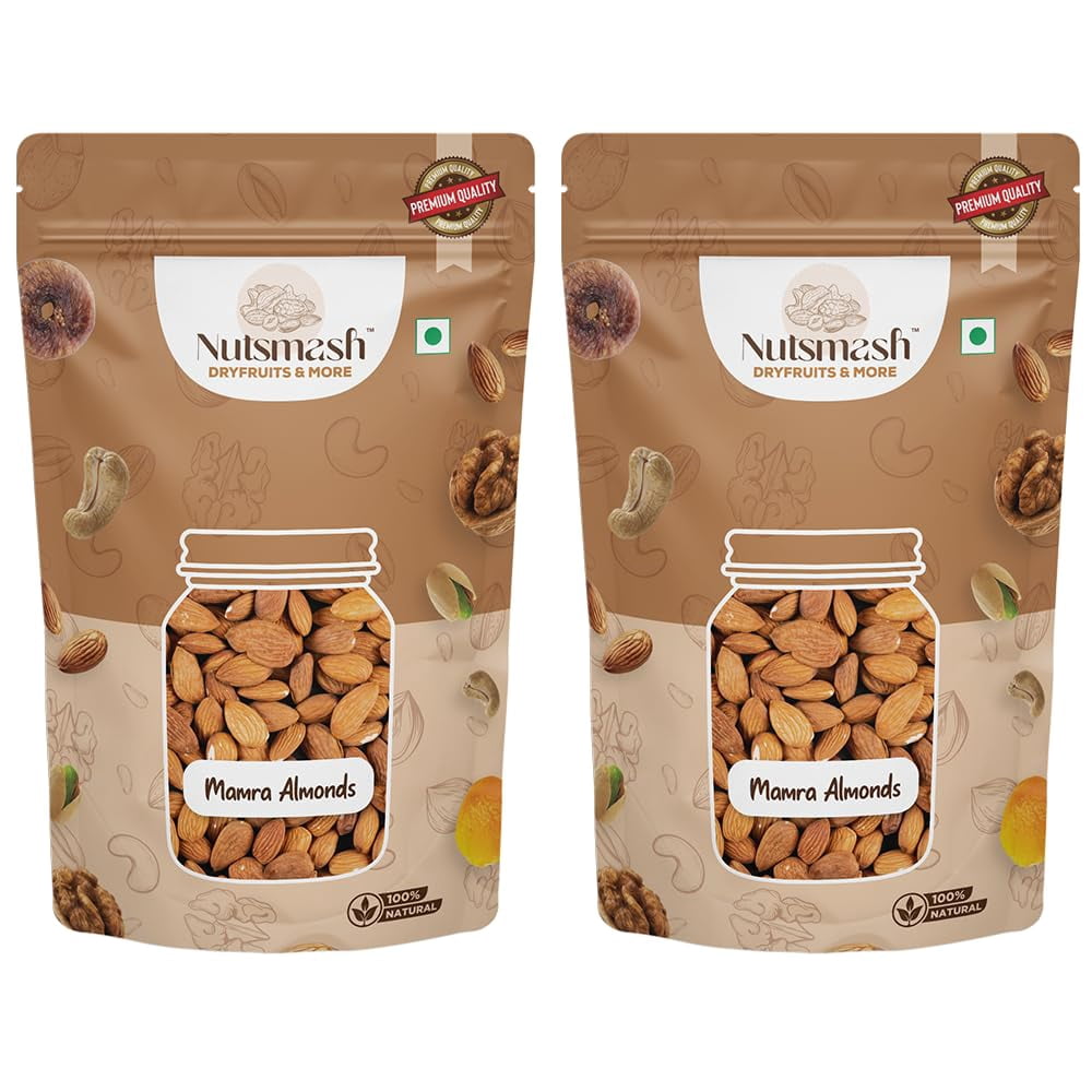 100% Pure Mamra Almonds By Nutsmash 500gm, (250gm * Pack Of 2 ...
