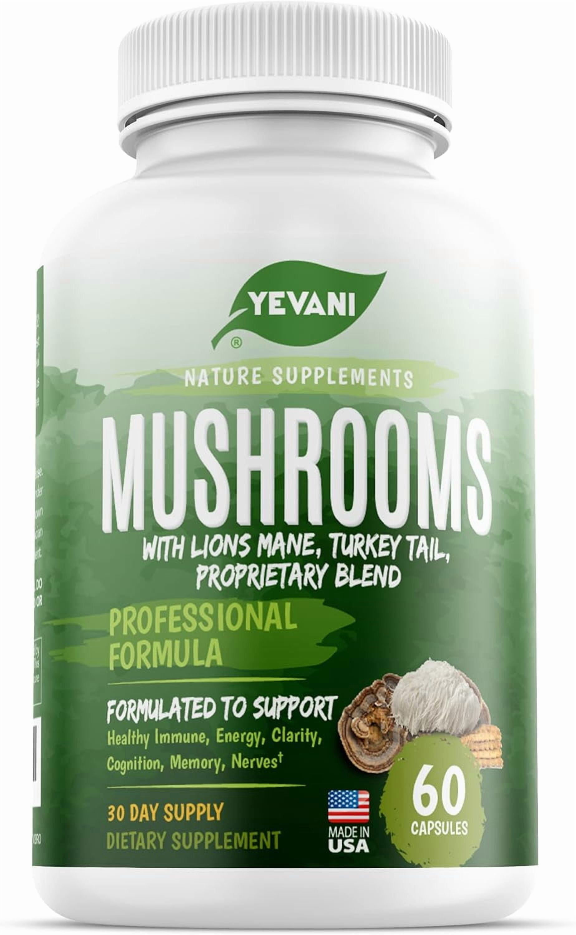 100% Pure Mushroom Supplement – Lions Mane, Cordyceps, Reishi, Turkey ...