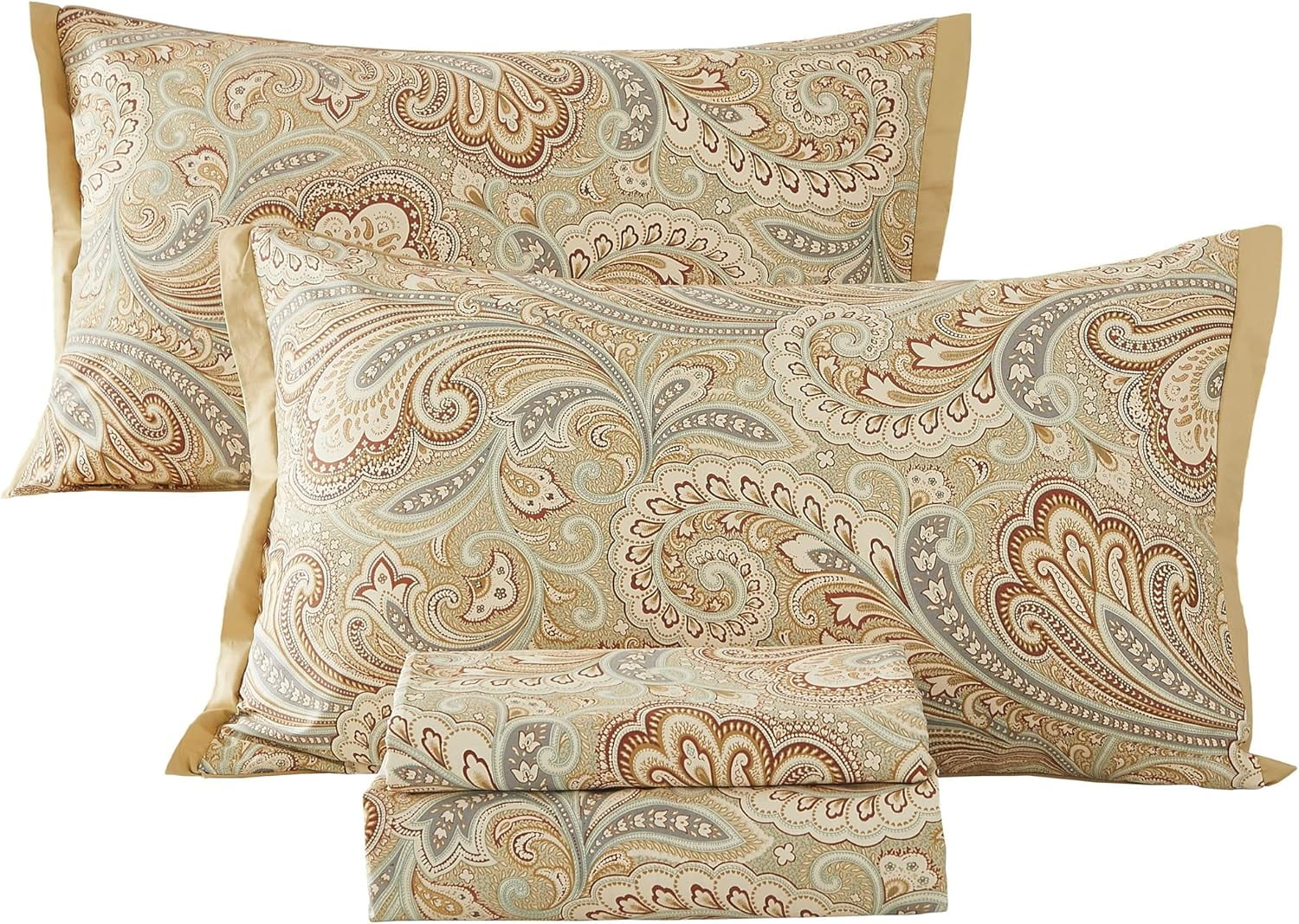 100% Pure Natural Cotton Luxury Bedding Sheet Sets - 4 Piece Gold ...