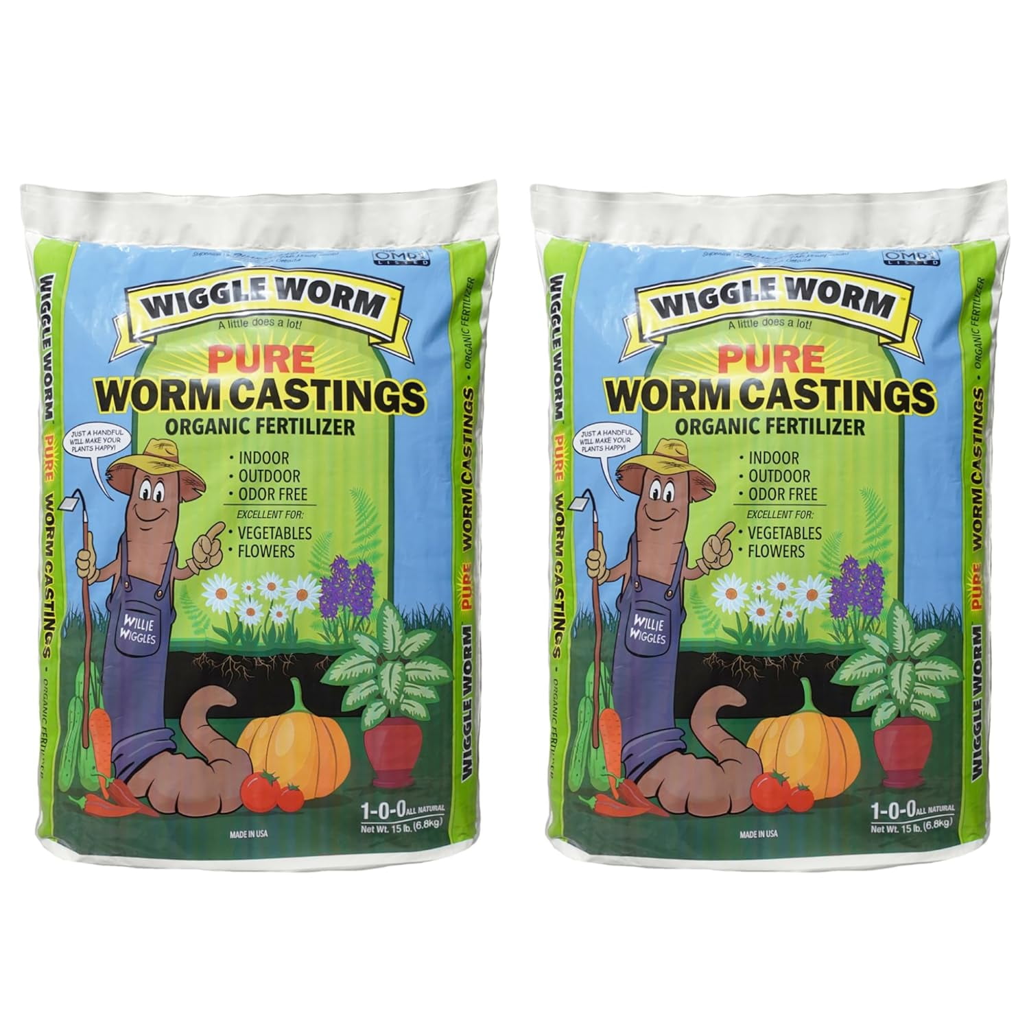 100% Pure Organic Worm Castings Fertilizer, 15-Pounds (2 Pack ...