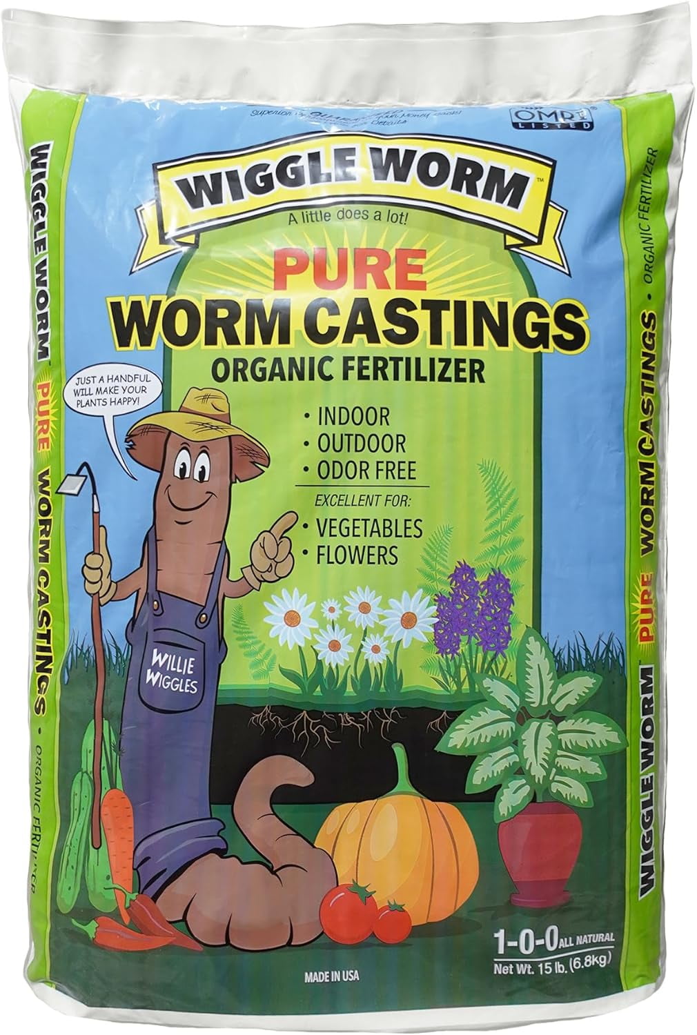 100% Pure Organic Worm Castings Fertilizer, 15-Pounds - Improves Soil ...