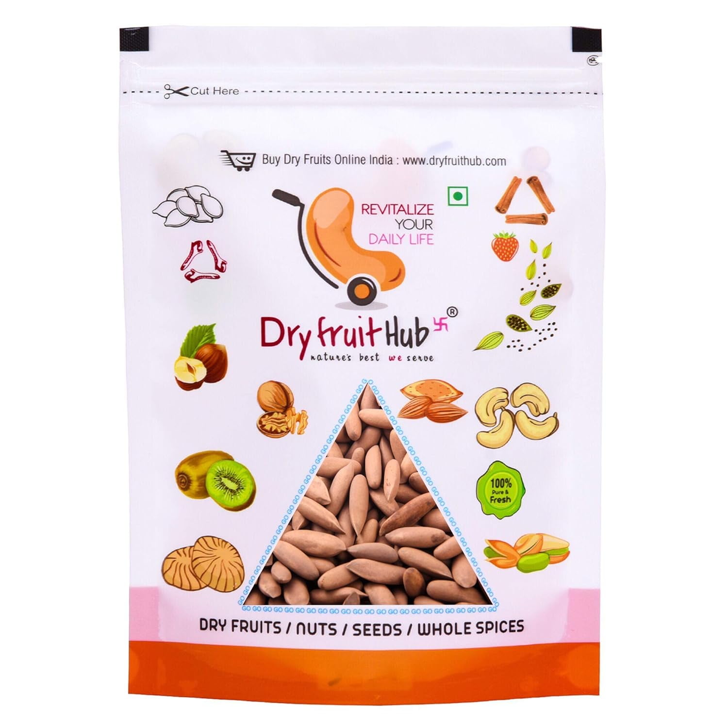 100% Pure Pine Nuts With Shell By Dry Fruit Hub 250gm, | High In Protein Fiber Nutrients Dry ...