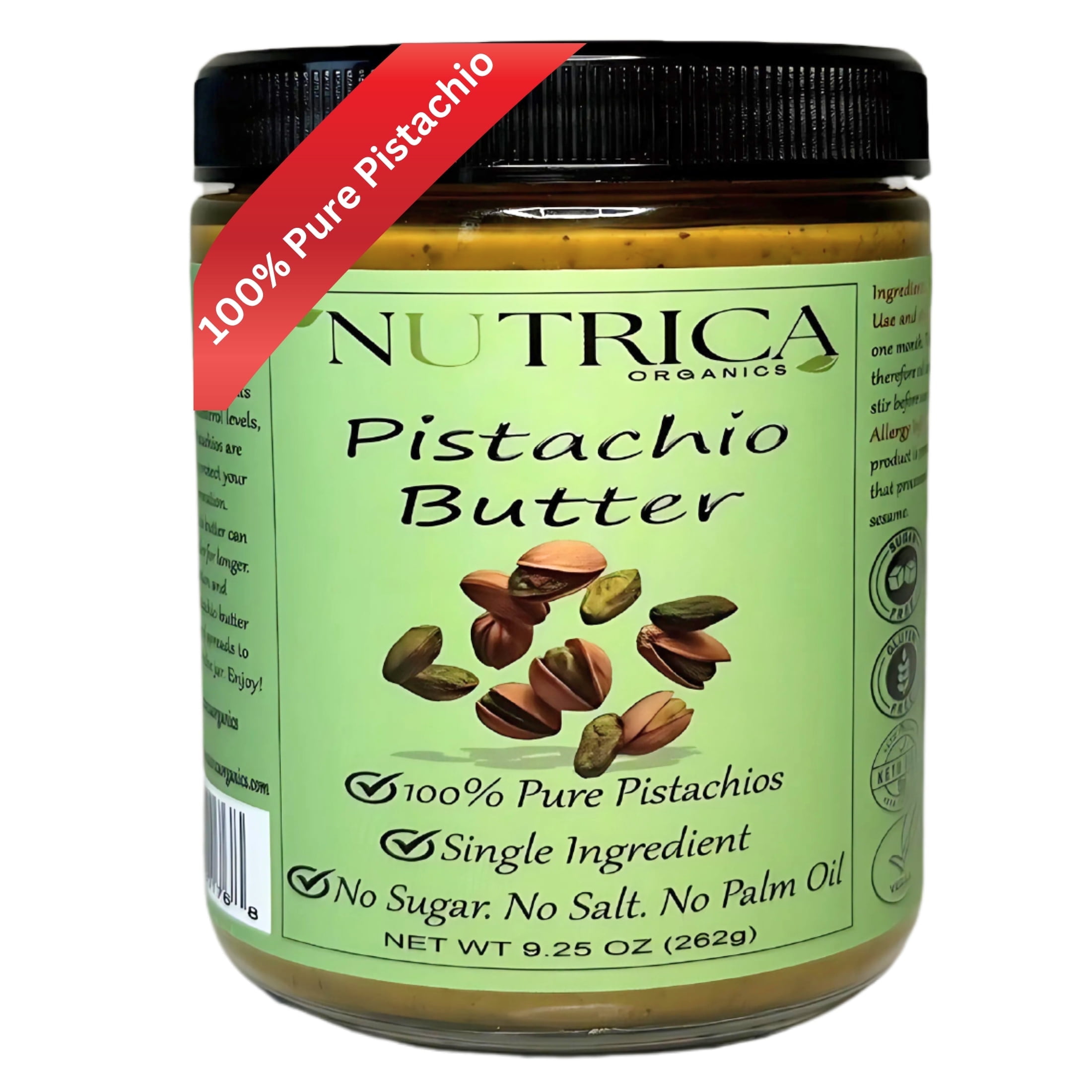 100% Pure Pistachio Butter, Single Ingredient, No Salt, No Sugar, No ...