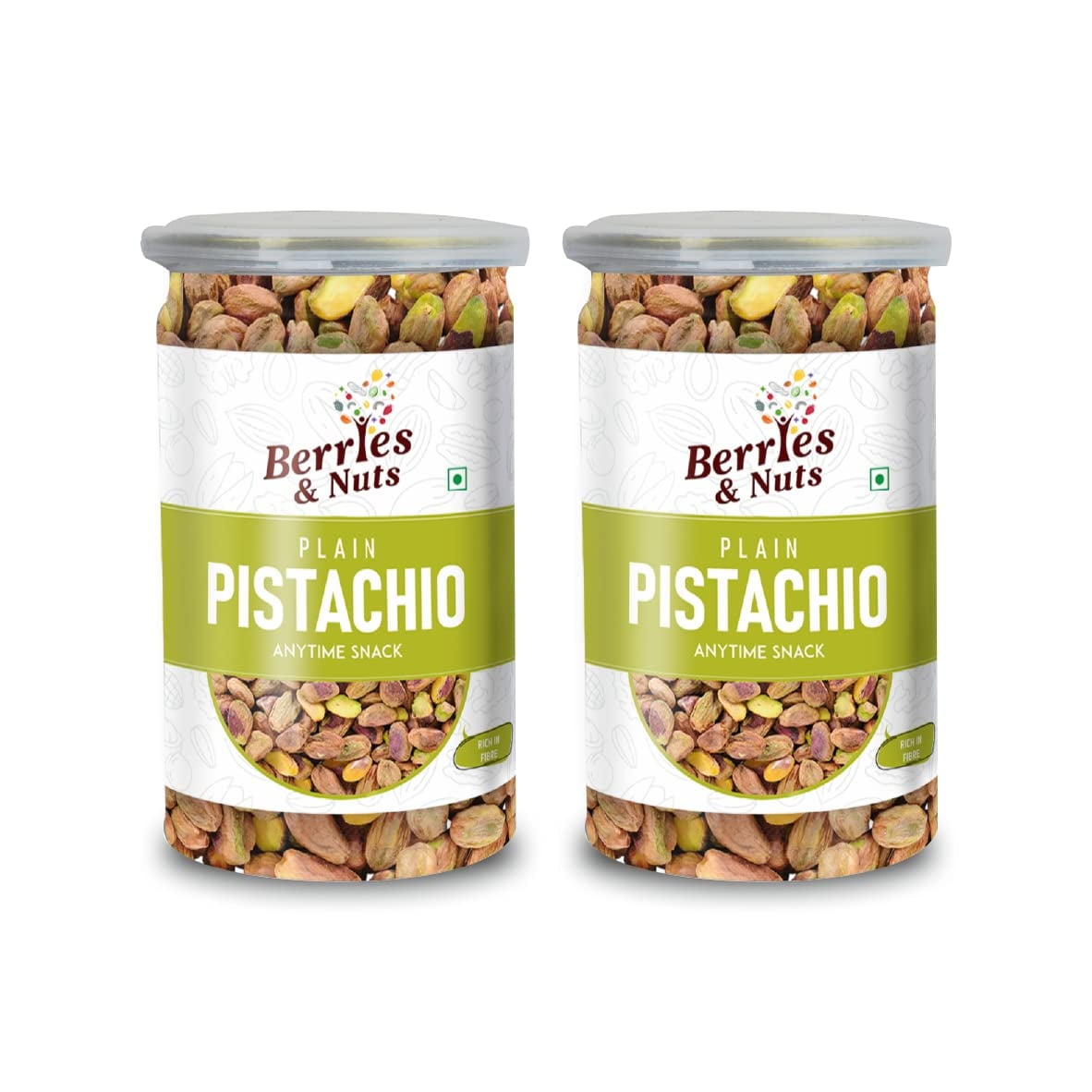 100% Pure Plain Pistachio By Berries & Nuts 400gm, (200gm * 2 ...