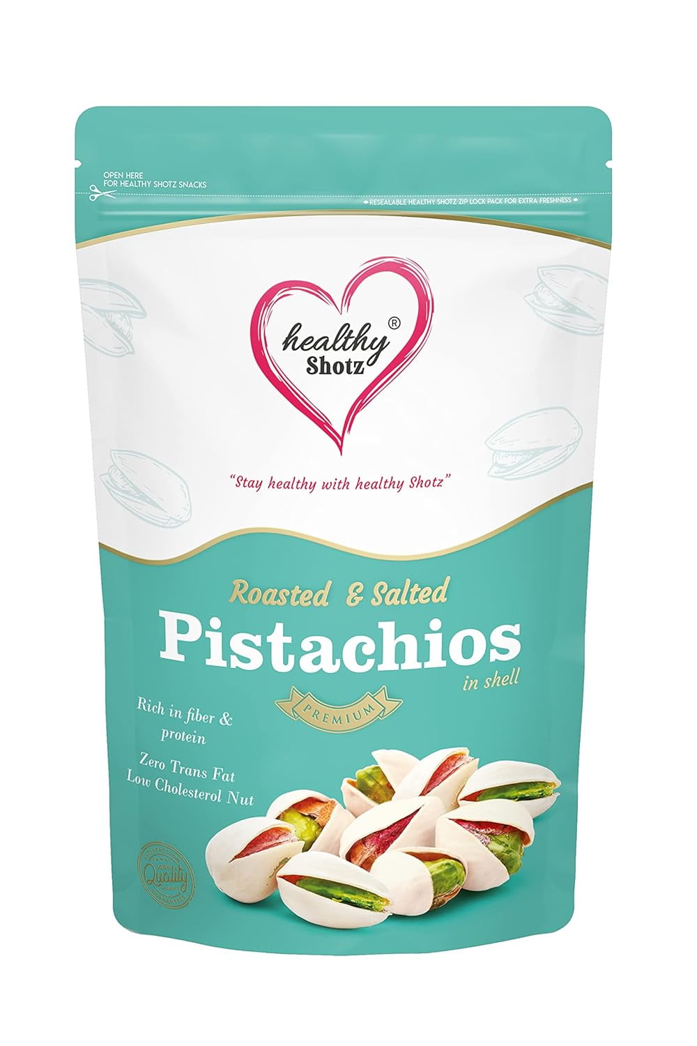100% Pure Roasted & Salted Pistachios In Shell By Healthy Shotz 250gm, | High In Dietary Fiber ...