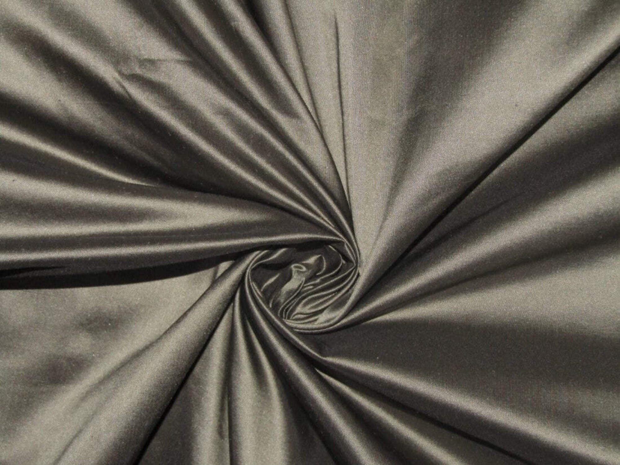 100% Pure SILK TAFFETA FABRIC charcoal grey color 54" wide TAF65[6 ...