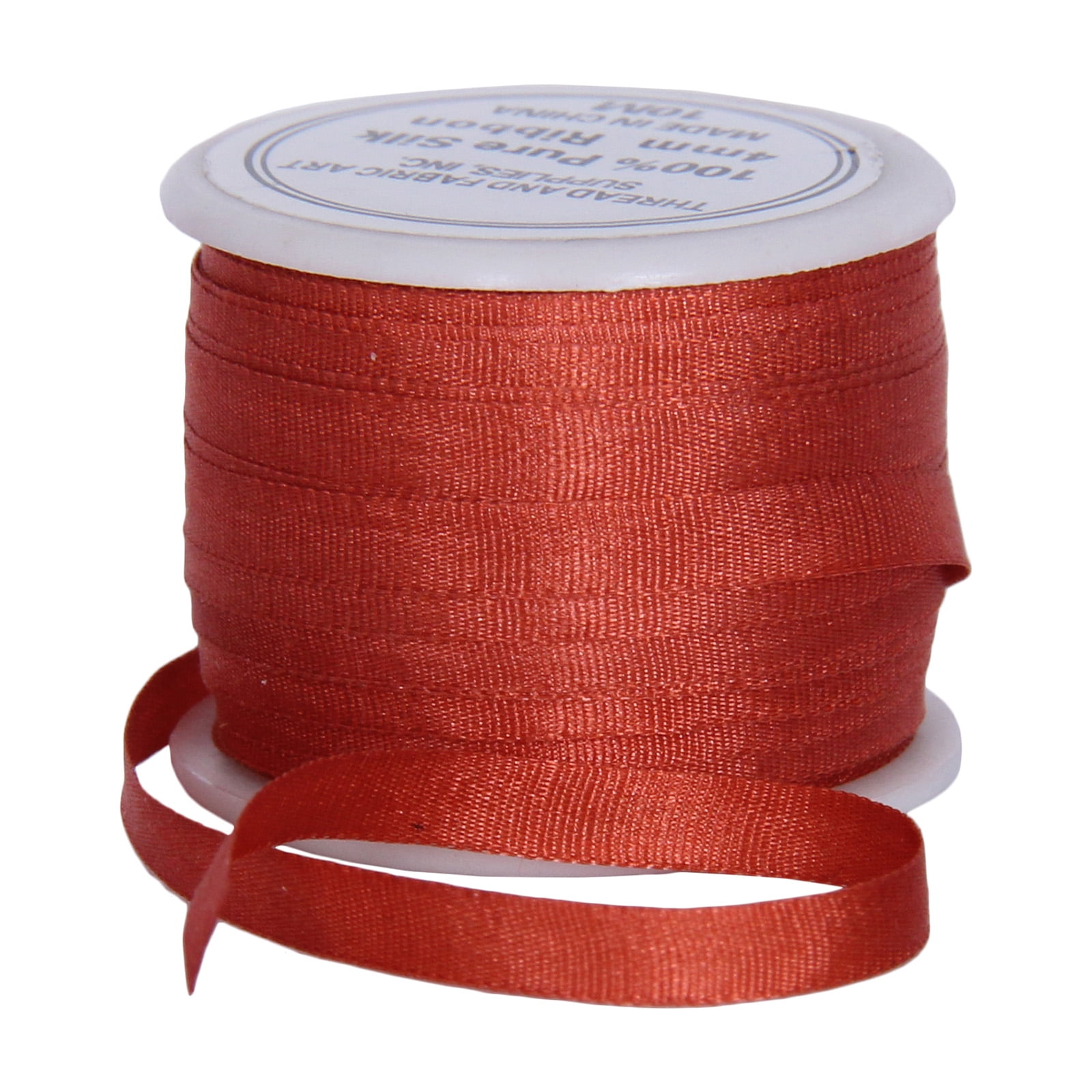100% Pure Silk Ribbon by Threadart - 4mm Auburn - No. 524 - 3 Sizes ...