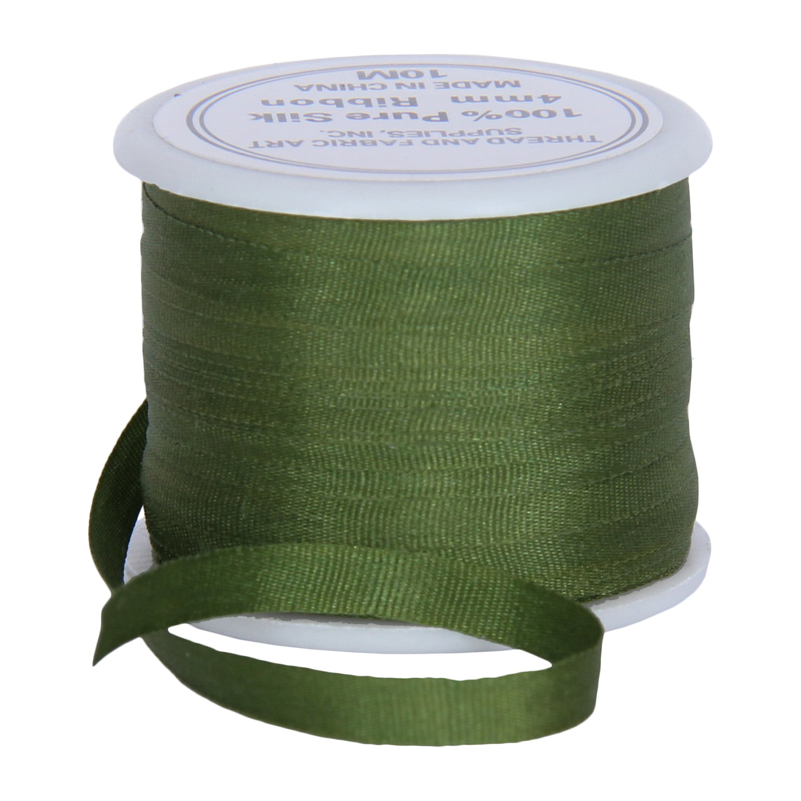 100% Pure Silk Ribbon by Threadart - 4mm Dk Sage - No. 653 - 3 Sizes ...