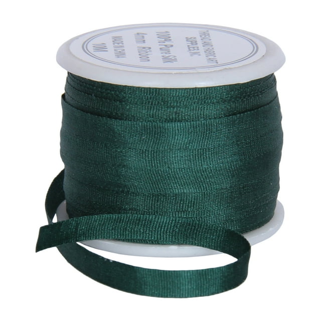 100% Pure Silk Ribbon by Threadart - 4mm Emerald Green - No. 702 - 3 ...