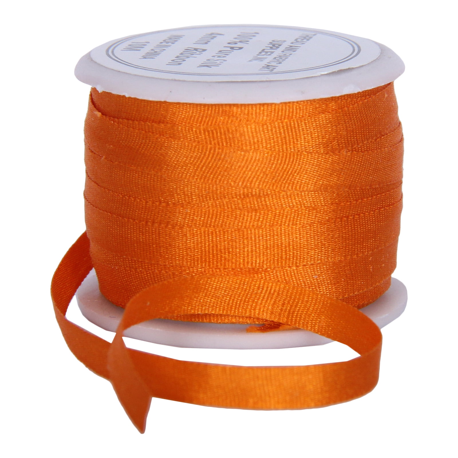 Threadart 100% Pure Silk Ribbon, 4mm Orange, 3 Sizes, 50 Colors, 11 ...