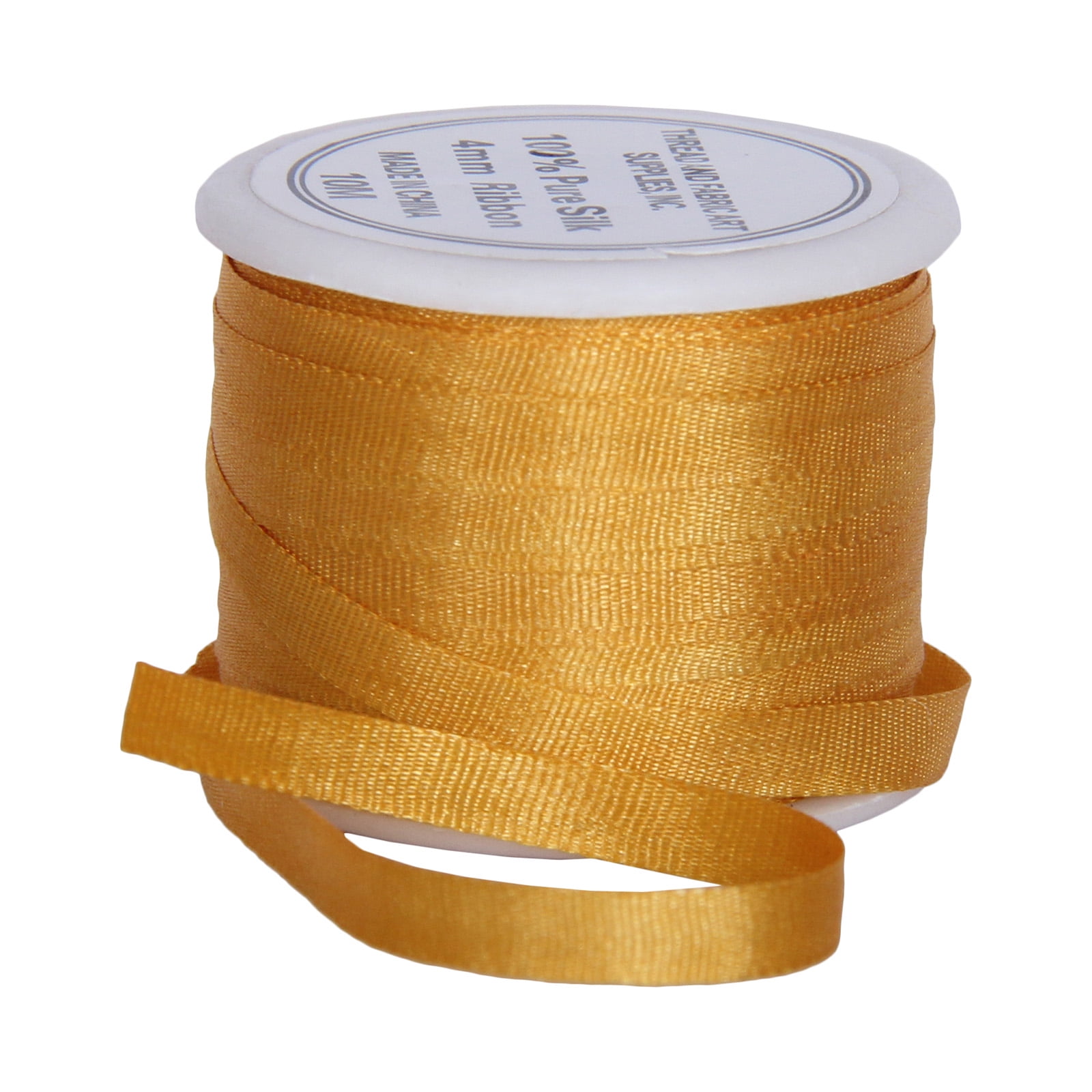 100% Pure Silk Ribbon by Threadart - 4mm Orange Yellow - No. 511 - 3 ...