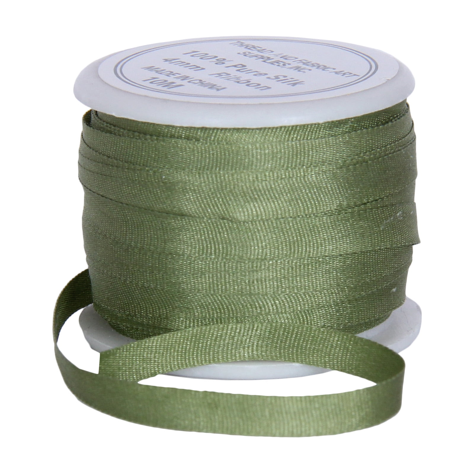 100% Pure Silk Ribbon by Threadart - 4mm Sage Green - No. 633 - 3 Sizes ...