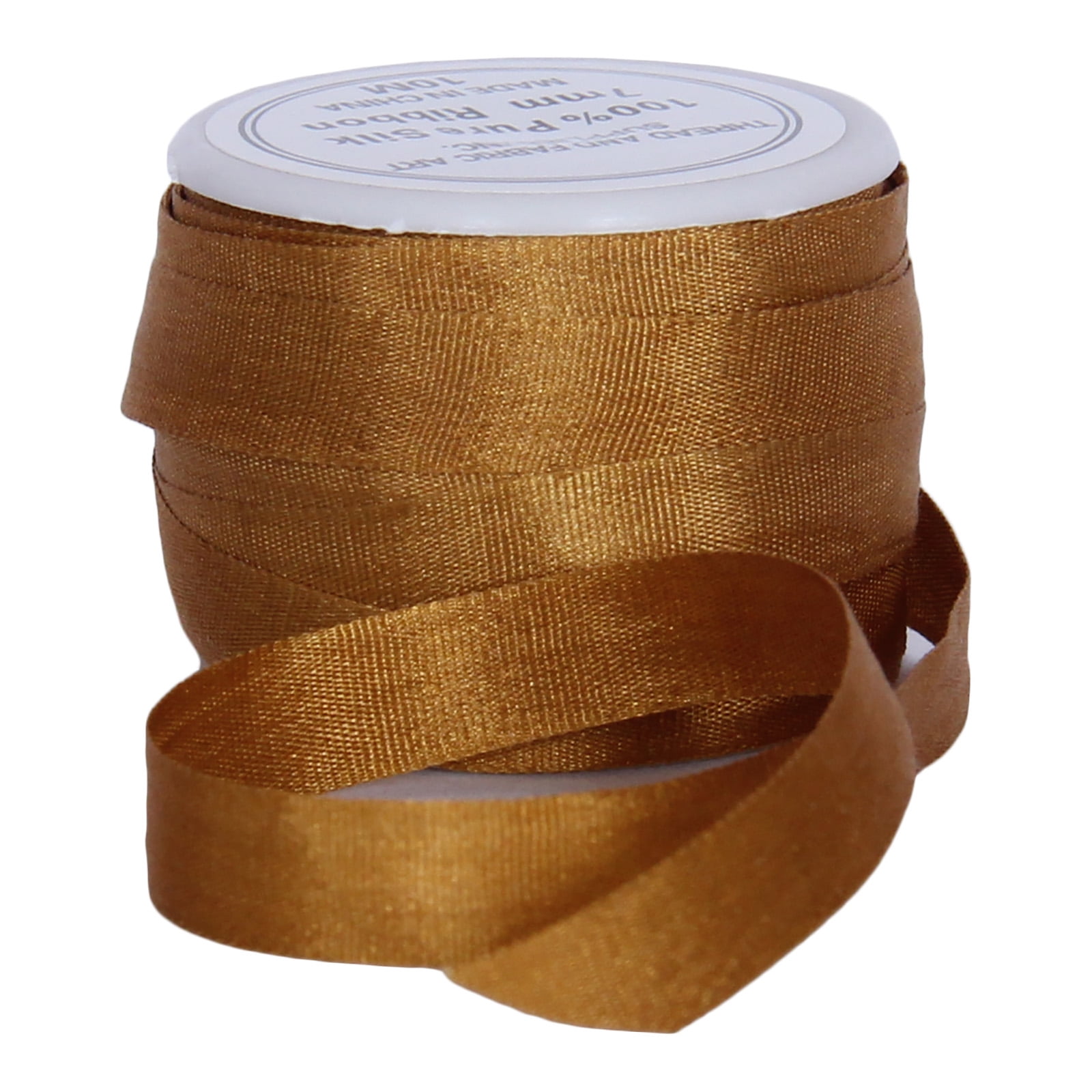 100% Pure Silk Ribbon by Threadart - 7mm Golden Tan - No. 668 - 3 Sizes ...