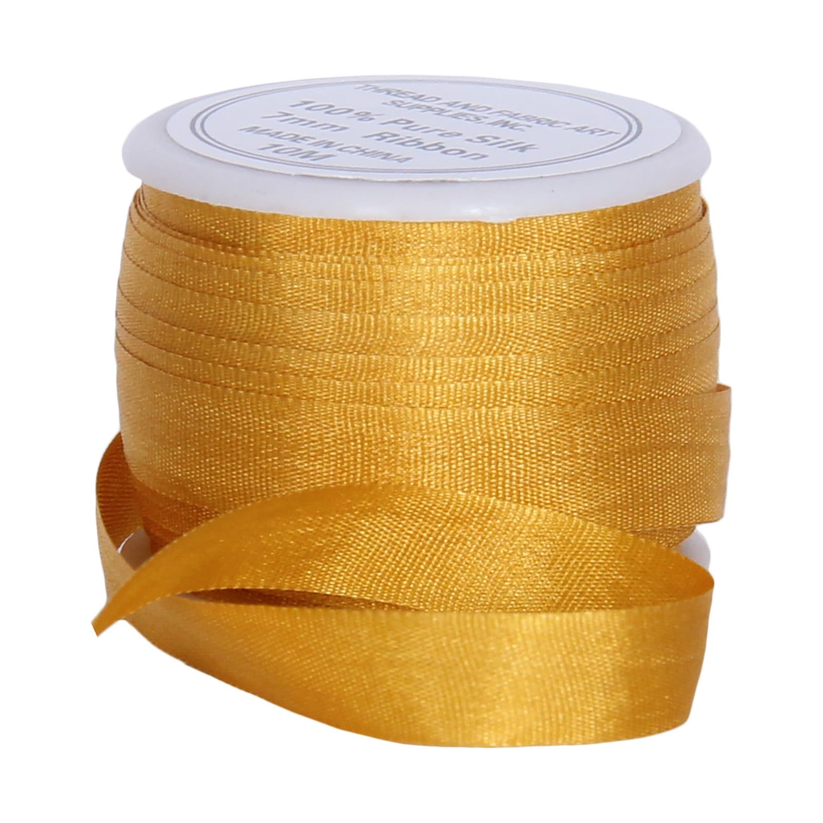 100% Pure Silk Ribbon by Threadart - 7mm Orange Yellow - No. 511 - 3 ...