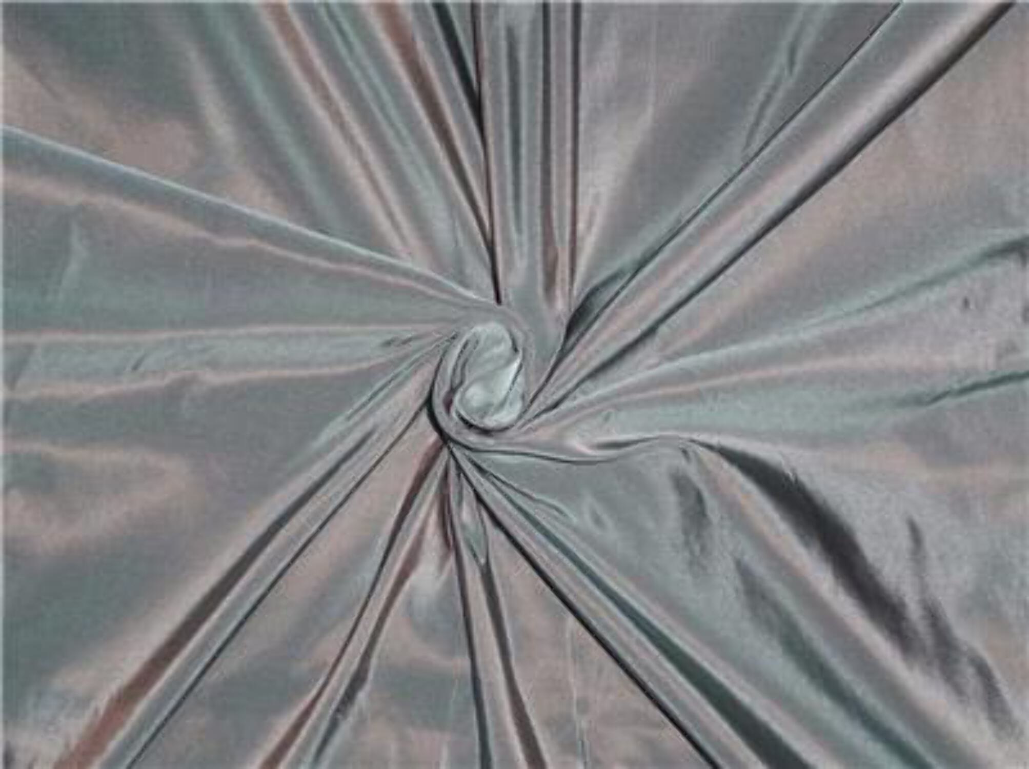 100% Pure Silk Taffeta Fabric Dusty Blue x Brown 60quot; available for wholesale preorder only ...