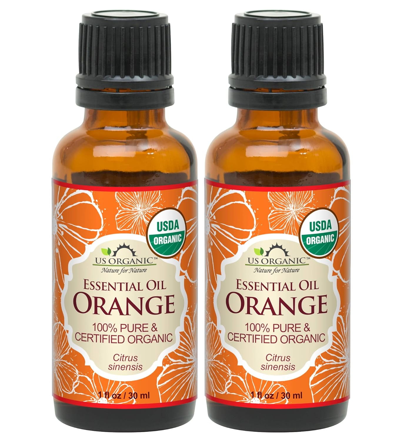 100% Pure Sweet Orange Essential Oil - USDA Certified Organic - 30 ml Pack of 2 - w/Improved ...