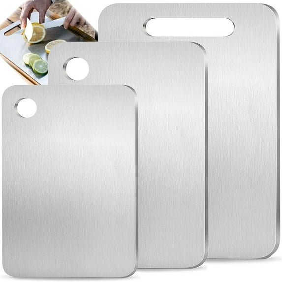 100% Pure Titanium Cutting Board Set of 3, Double-Sided Pure Cut ...