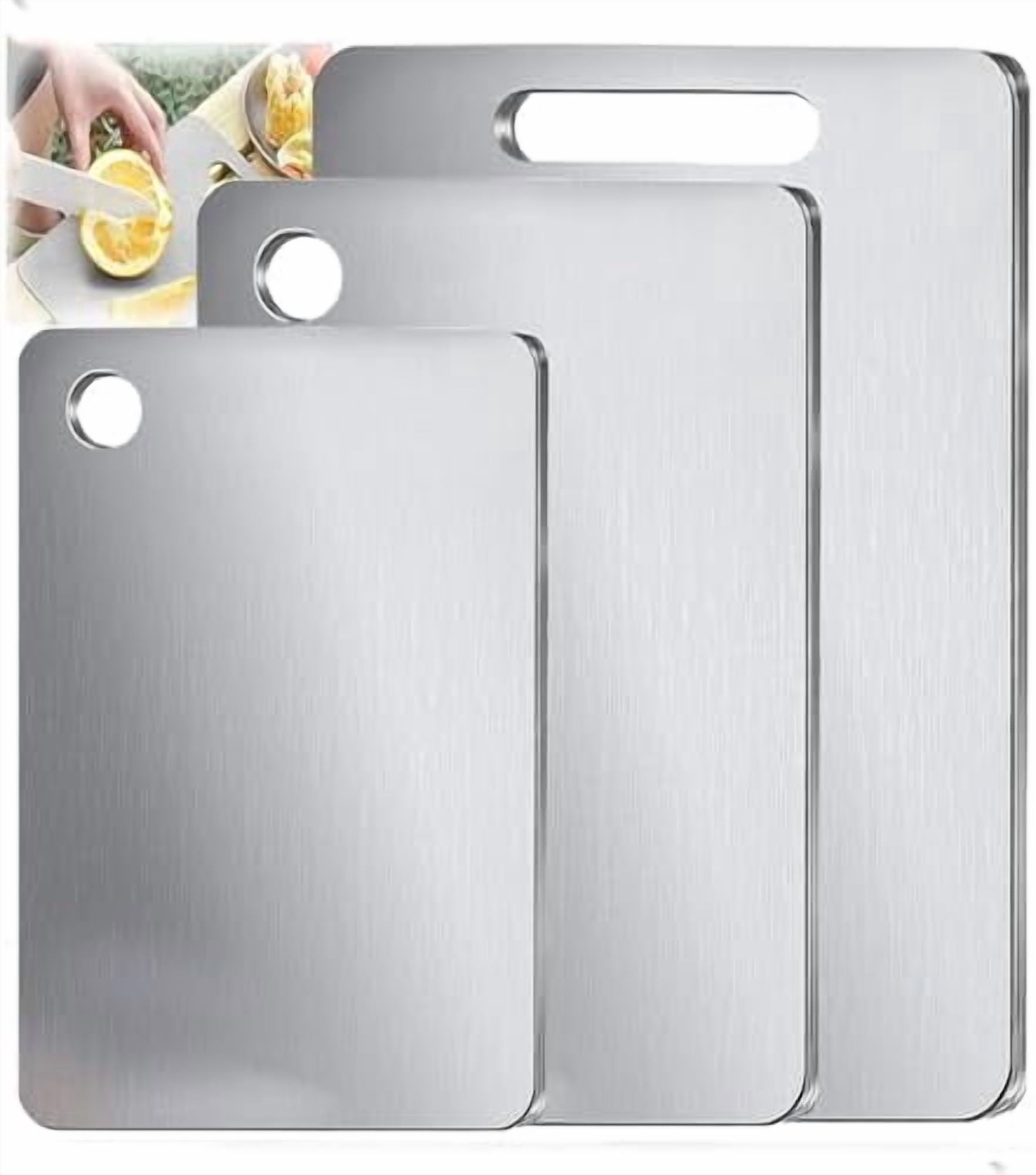 100% Pure Titanium Cutting Board Set of 3, Double-Sided Titanium ...