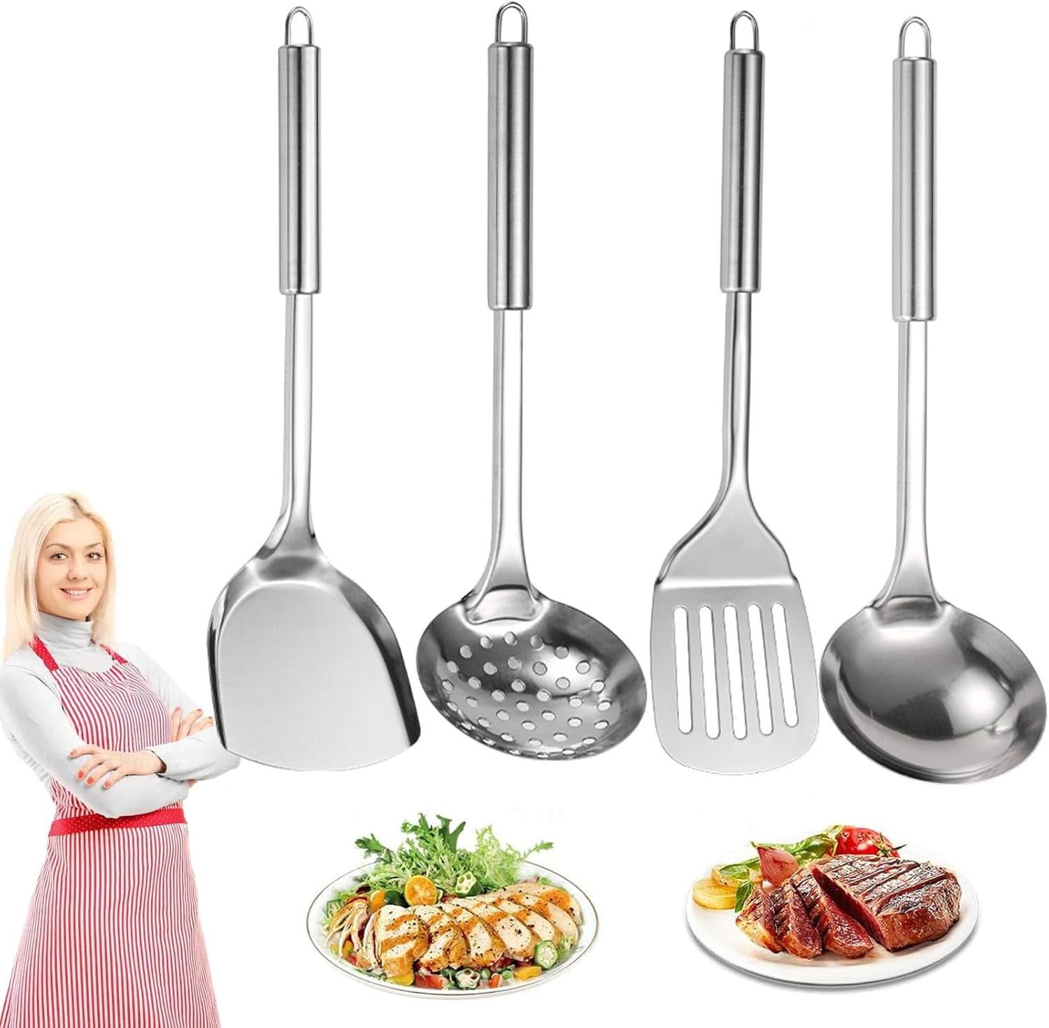 100% Pure Titanium Spatula/Utensils, Titanium Cooking Spatula, 4-Pcs ...