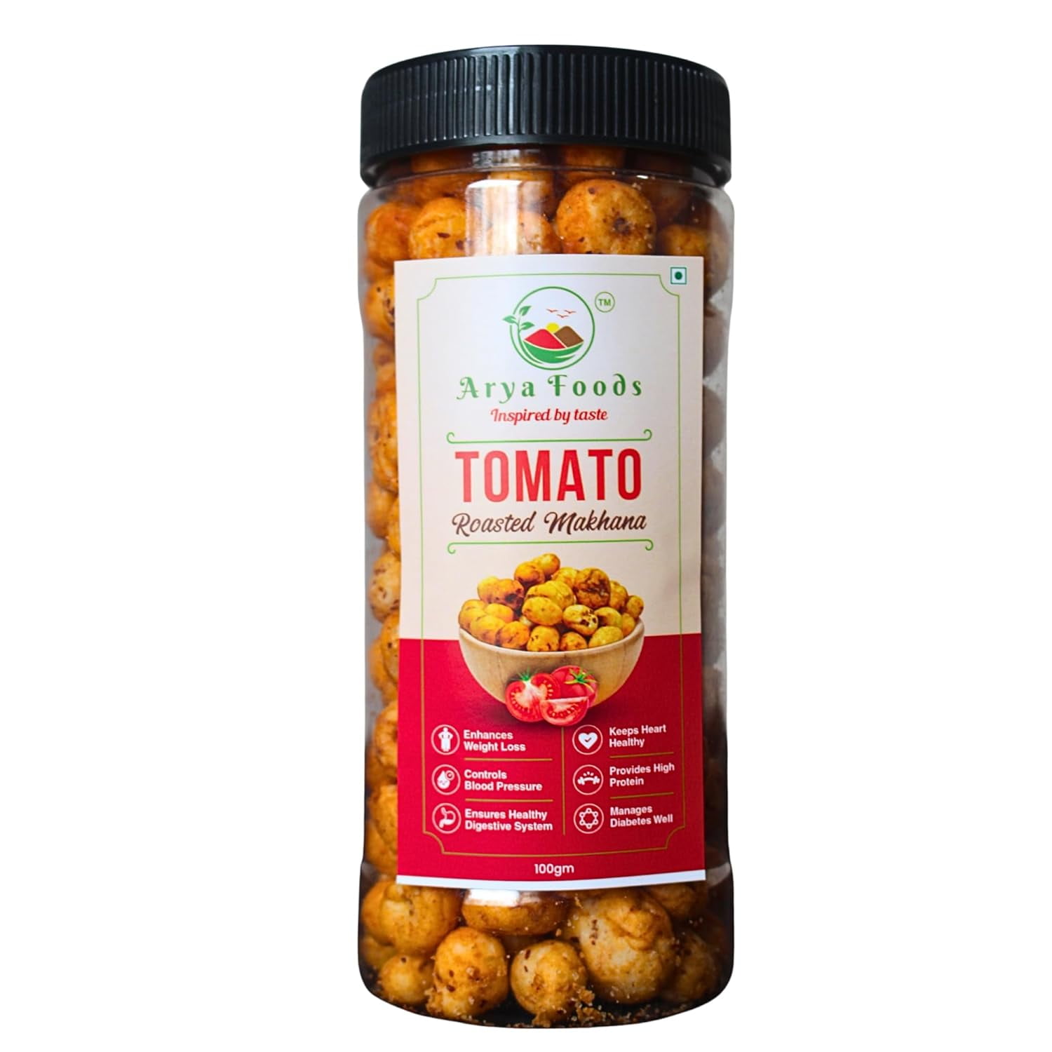 100% Pure Tomato Roasted Makhana By Arya Foods 100gm, | Good Source Of ...