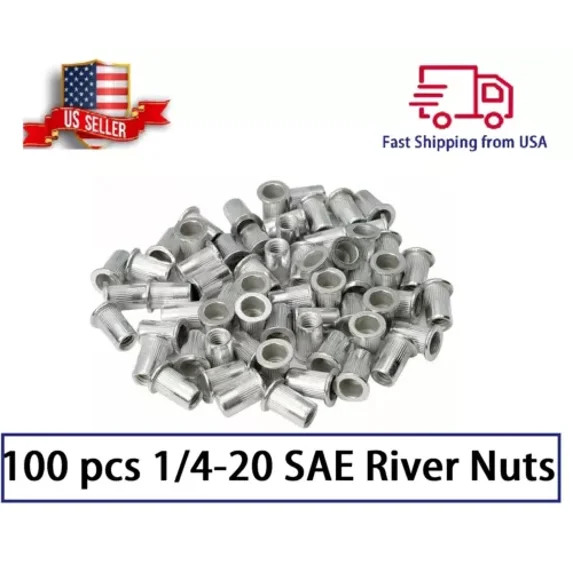 100 Qt 1/4-20 Aluminum Flange Nutserts Rivet Nut Rivnut Nutsert ...