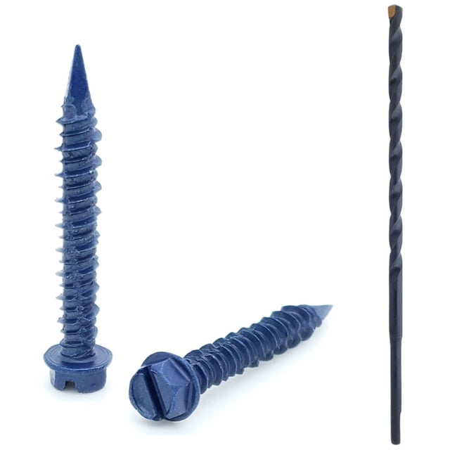 100 Qty 1/4" x 1-3/4" Hex Head Diamond Tip Concrete Screws To Anchor ...