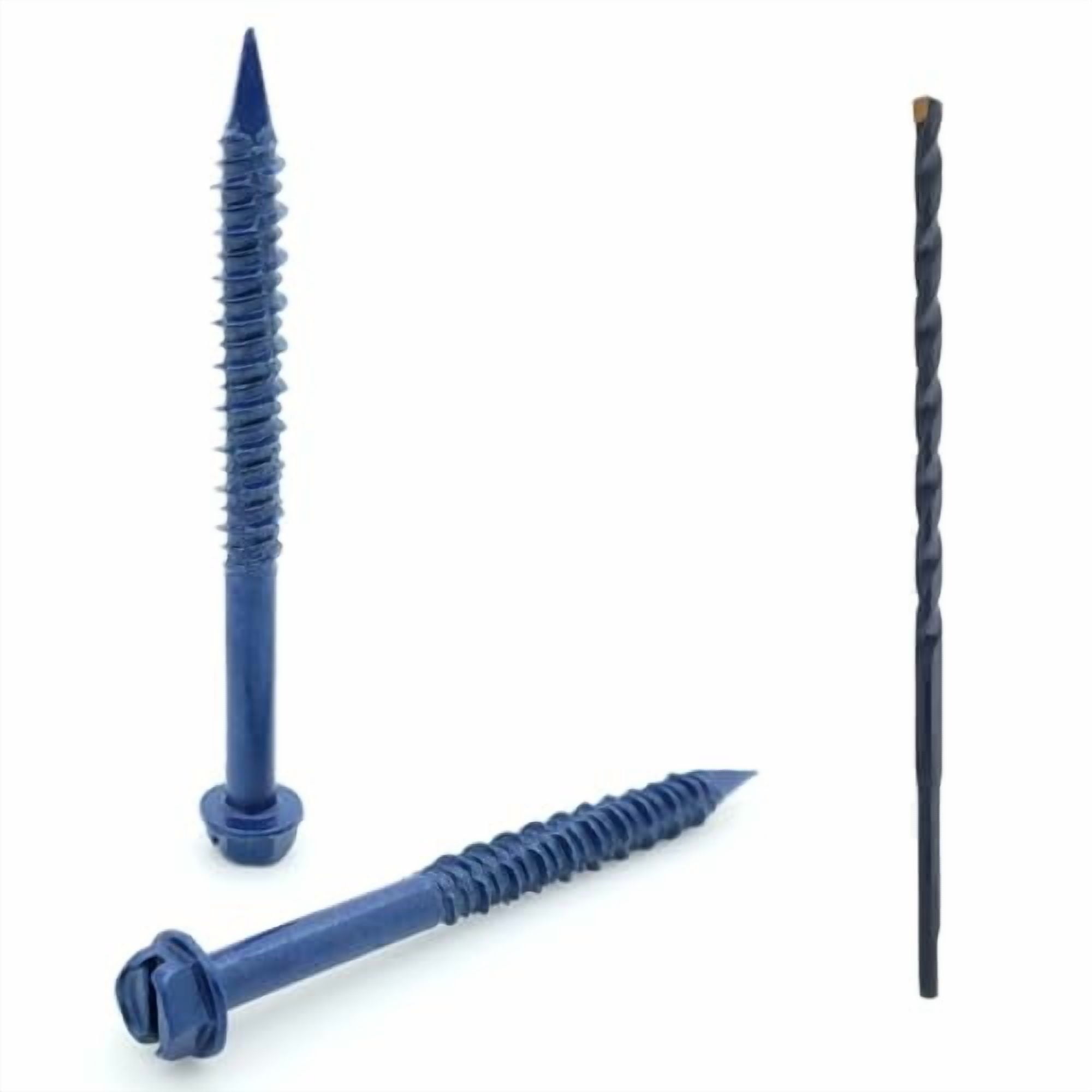 100 Qty 1/4" x 2-3/4" Hex Head Diamond Tip Concrete Screws to Anchor ...