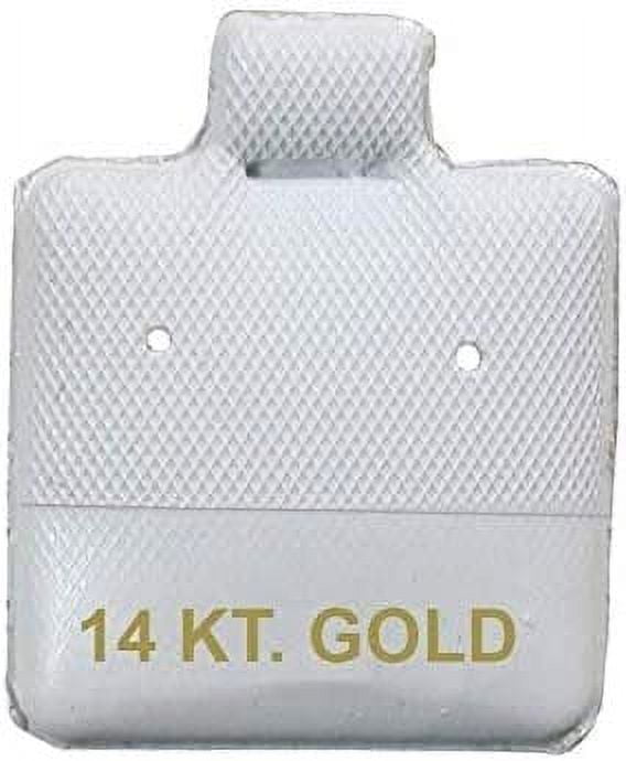 100 Qty 14 KT Gold Imprinted White 1" x 1" Vinyl Puff Pad Earring Cards ...